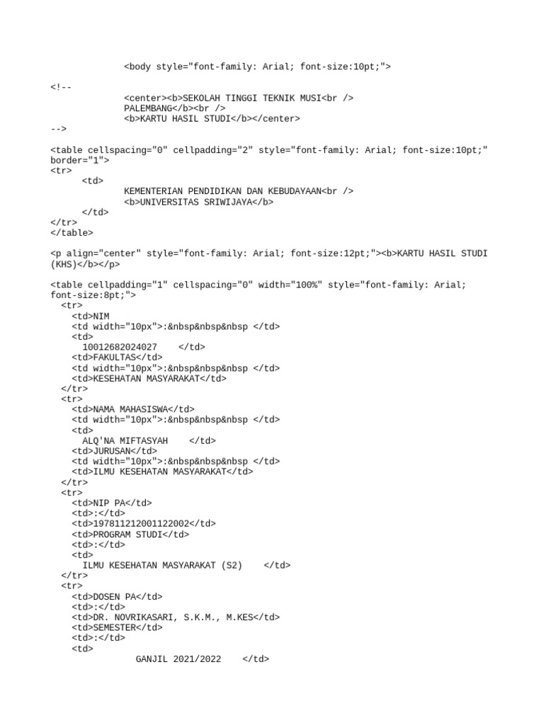 KHS 10012682024027 Semester 3 2021-2022 | PDF