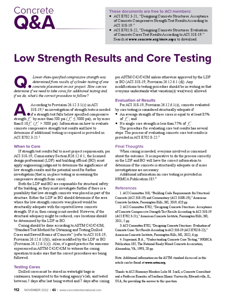 Core Testing for Low Strength Concrete | PDF | Concrete