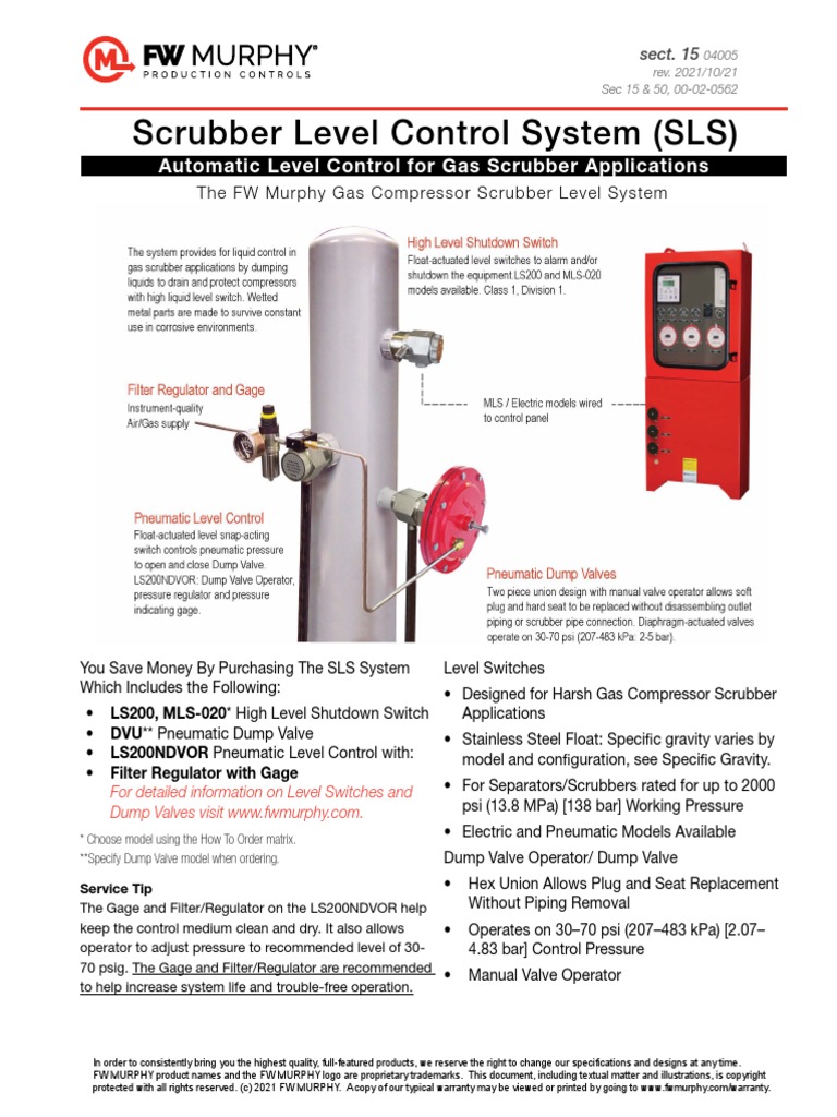 Scrubber Level Control System (SLS) | PDF | Valve | Mechanical Engineering