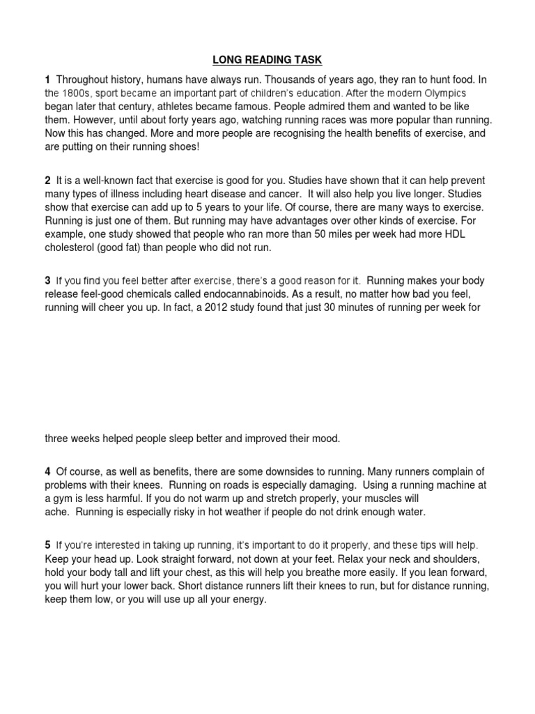Long Reading Text | PDF | Running