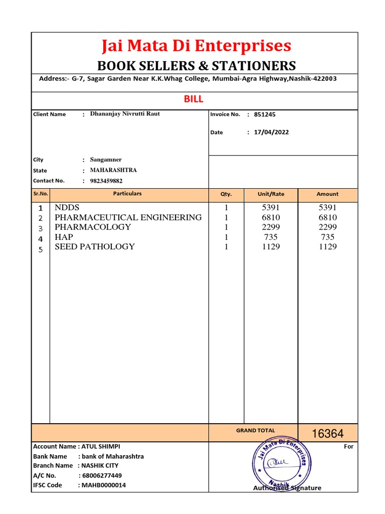 Nashik Book Bill | PDF