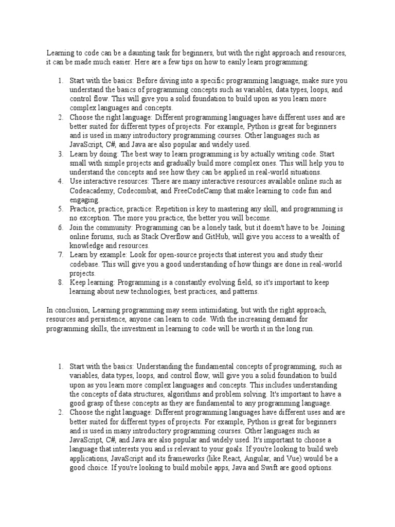 Learning To Code | PDF | Computer Programming | Control Flow