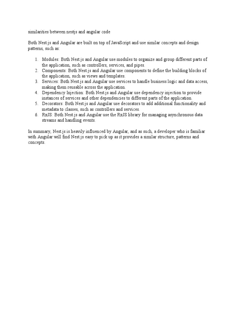 Similarities Between Nestjs And Angular Code Pdf 4819