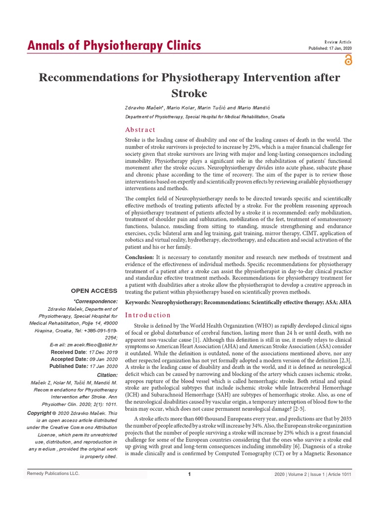 Recommendations For Physiotherapy Intervention After Stroke 5712 | PDF ...