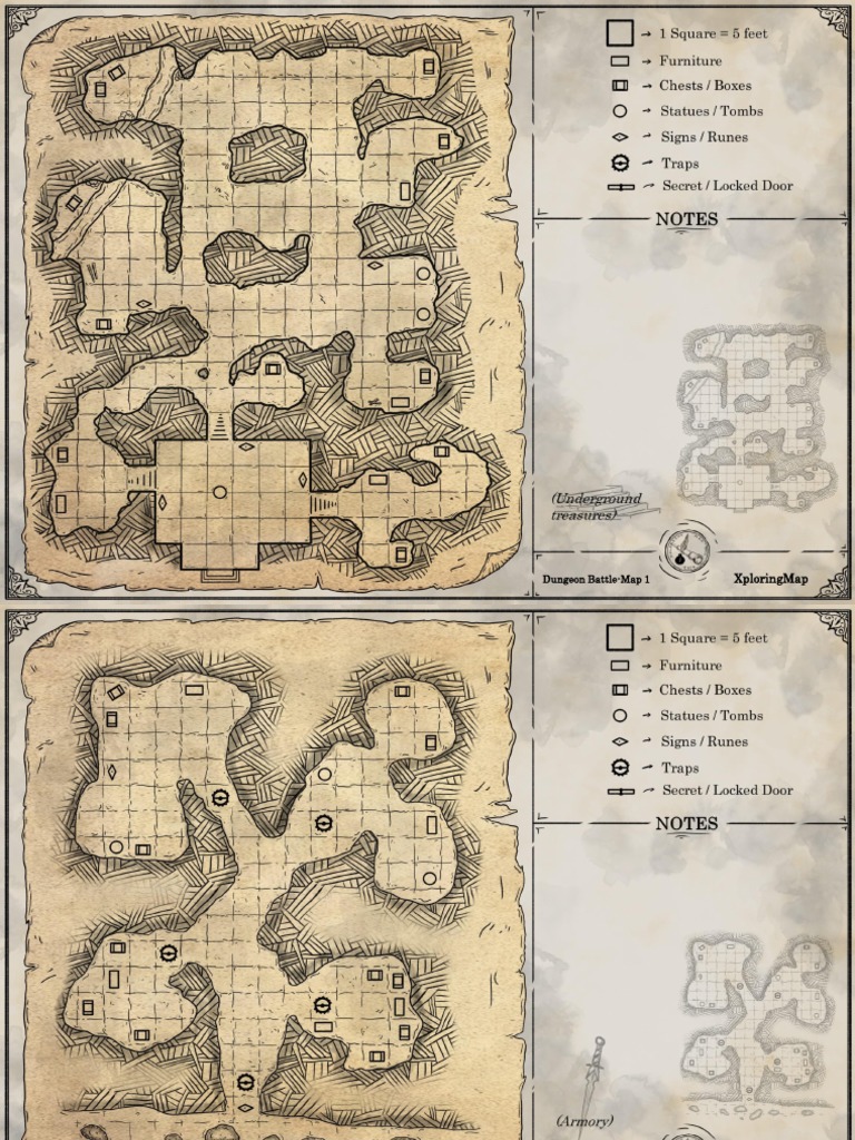 A4 (Scroll) Dungeon Battle-Maps. XploringMap2 | PDF