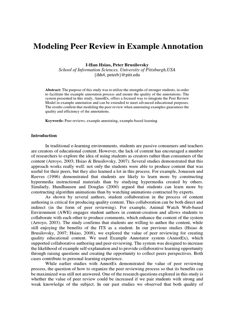 Modeling Peer Review in Example Annotation | PDF | Peer Review | Learning