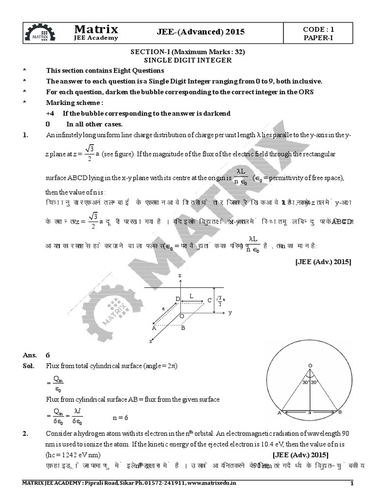 JEE Adv 2015 Paper1 Physics | PDF | Gases | Nuclear Reactor JEE Adv 2015 Paper1 Physics | PDF | Gases | Nuclear Reactor