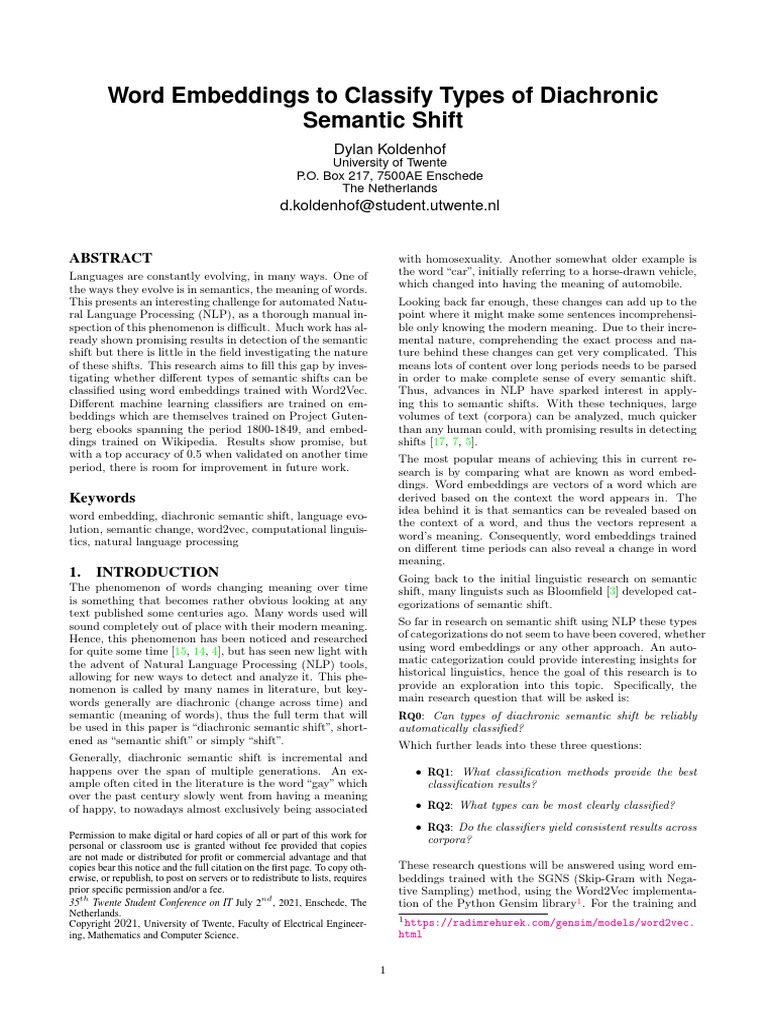 Koldenhof BA EEMCS | PDF | Cross Validation (Statistics) | Cognition