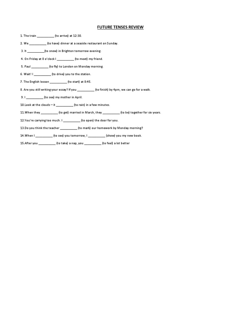 Future Tenses Review | PDF