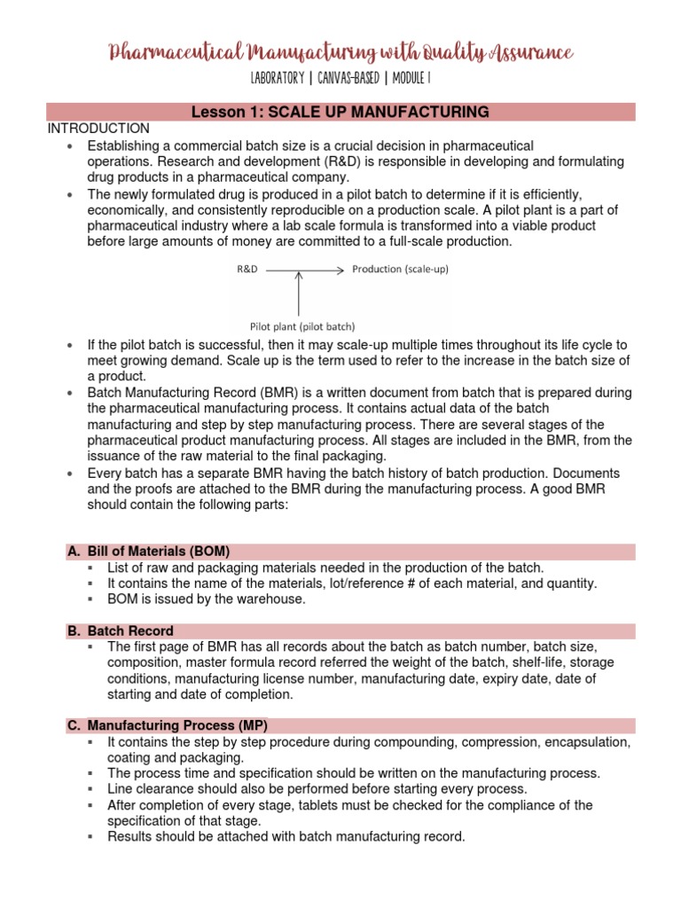 Lesson 1: Scale Up Manufacturing: A. Bill of Materials (BOM) | Download ...