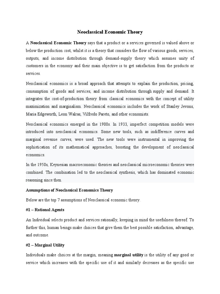 Neoclassical Economic Theory | PDF | Neoclassical Economics | Economics