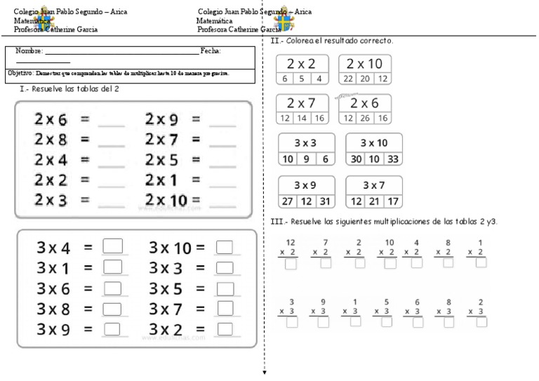 Control tablas de multiplicar 6º | PDF
