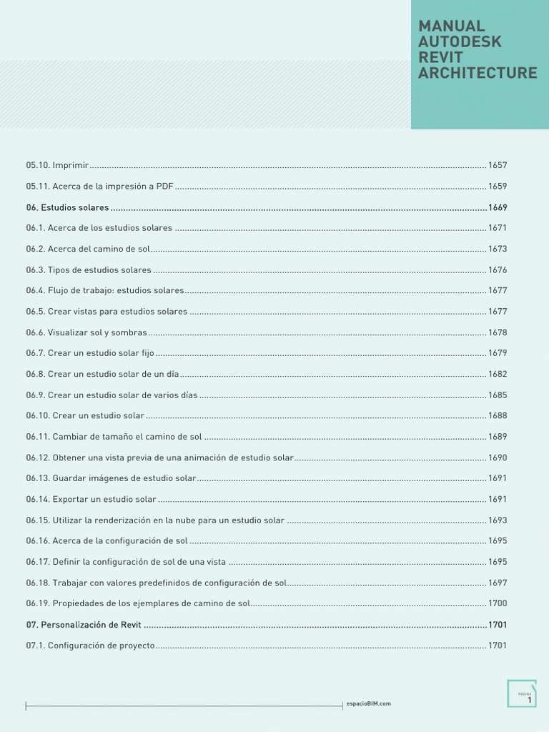 Índice, Manual Autodesk Revit Architecture 2016 | PDF