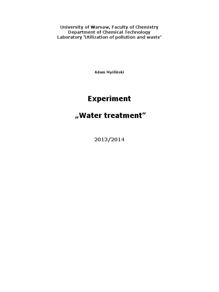 Experiment Water Treatment" | PDF | Titration | Chemistry