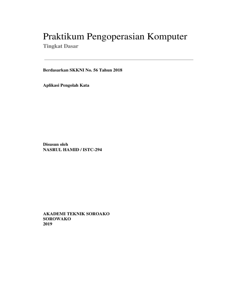 Praktikum Pengoperasian Komputer: Tingkat Dasar | PDF