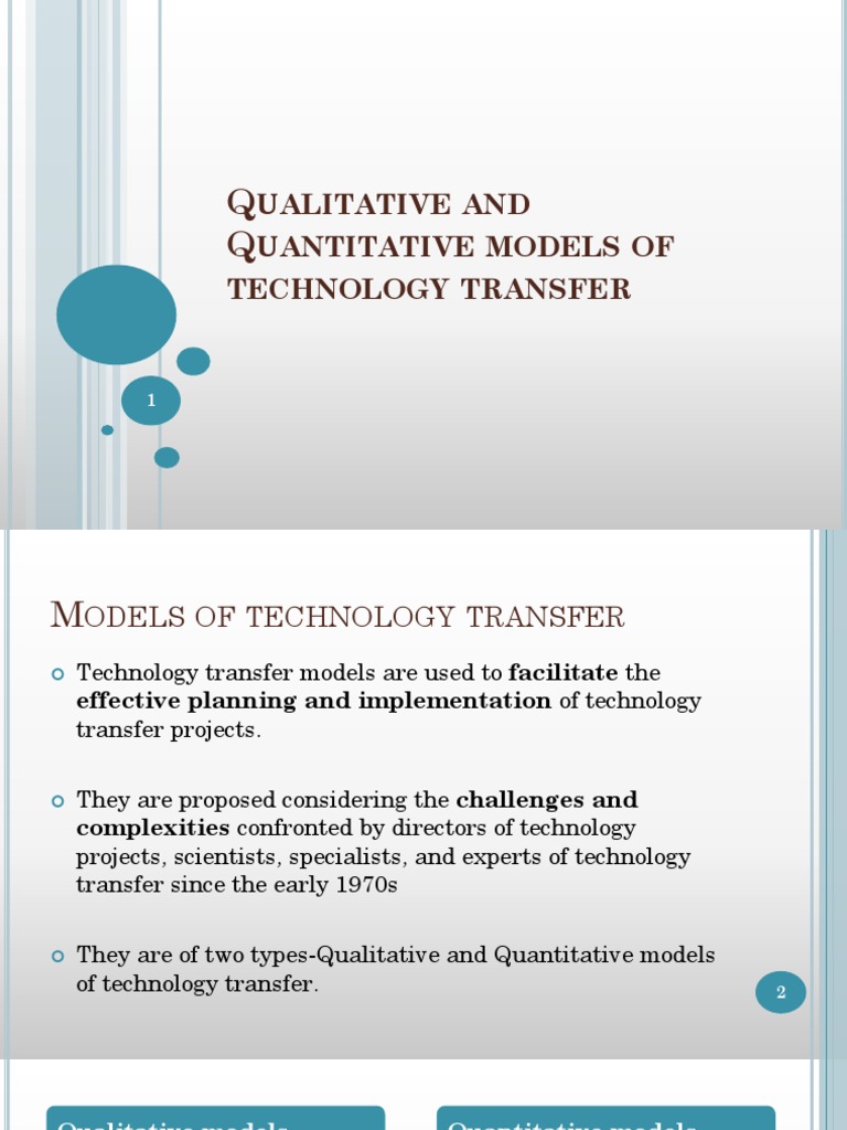 Qualitative and Quantitative Models in Technology Transfer | PDF ...