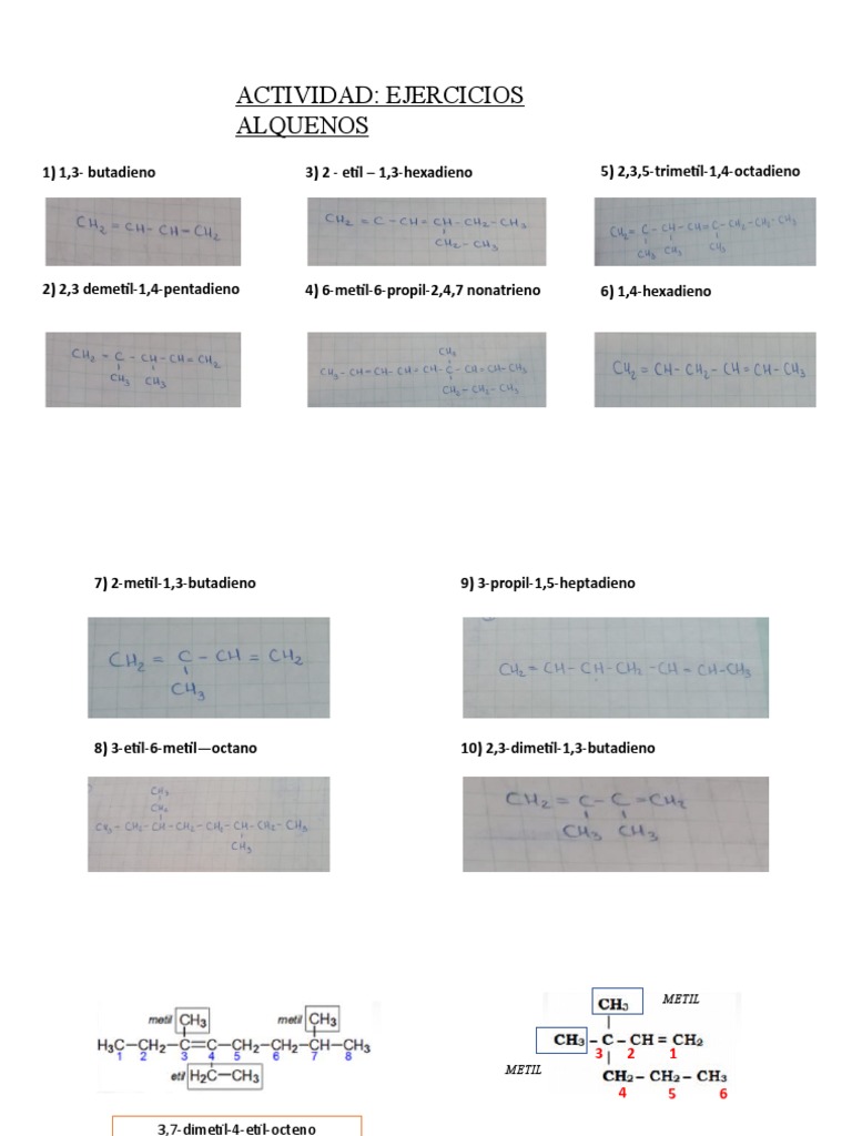 Tarea Ejercicios Alquenos | PDF | Química Orgánica | Química