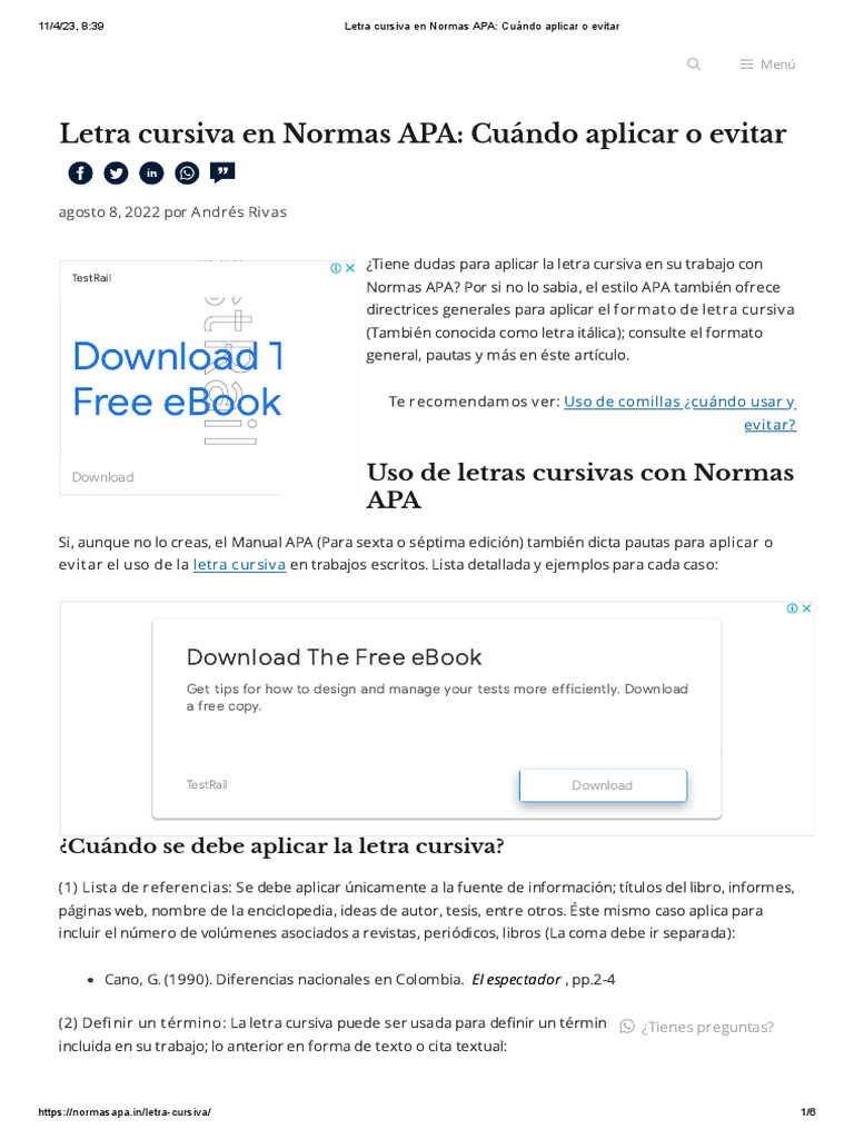 The Free Ebook: Letra Cursiva en Normas Apa: Cuándo Aplicar O Evitar ...
