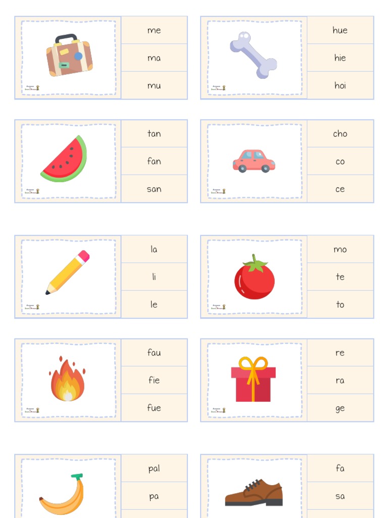 Tarjetas Sonido Inicial | PDF | Artes del Lenguaje y Comunicación ...
