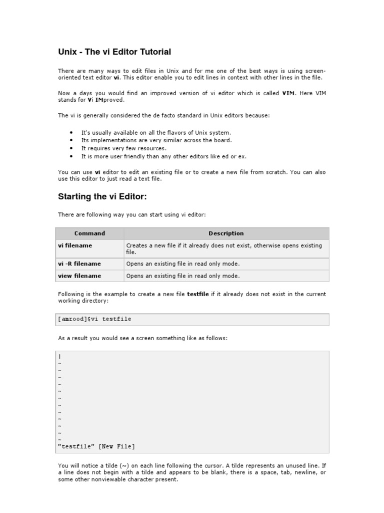 Vi Editor Tutorial for Unix Users | PDF | Filename | Computer File