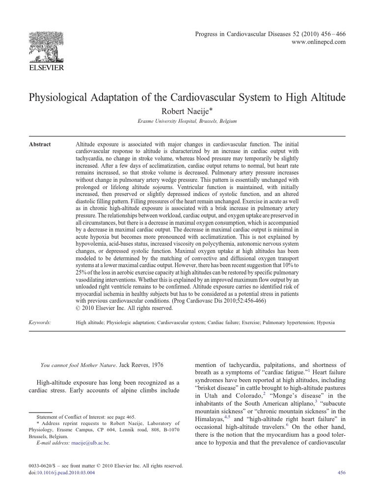 Physiological Adaptation of Cardiovascular System To High Altitude ...