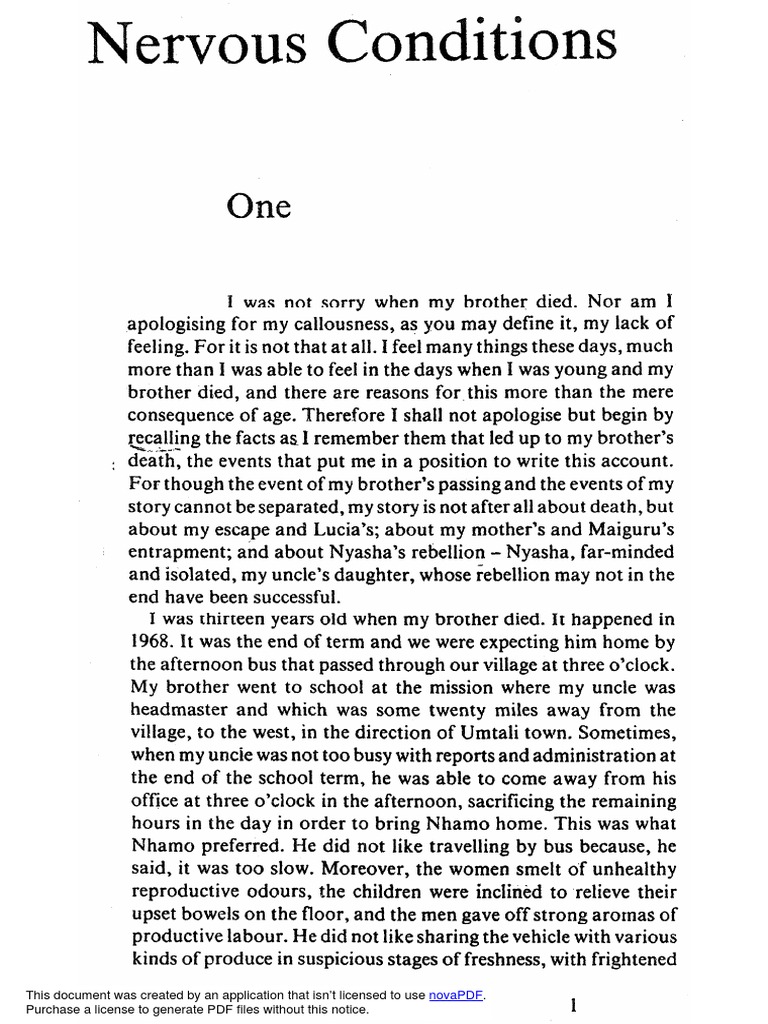 Dangarembga - Nervous Conditions | PDF | Computer File Formats ...