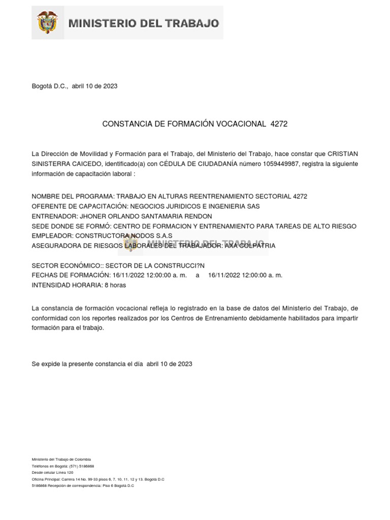 4 Certificado Vocacional | PDF