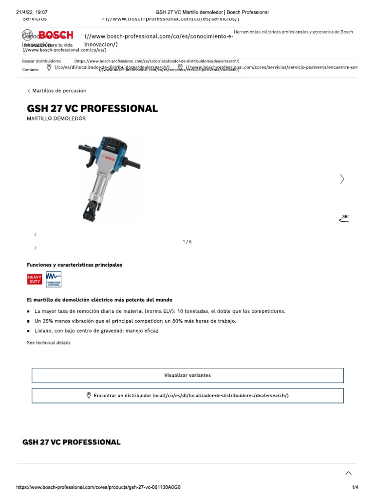 Ficha Tecnica Martillo Demoledor | PDF