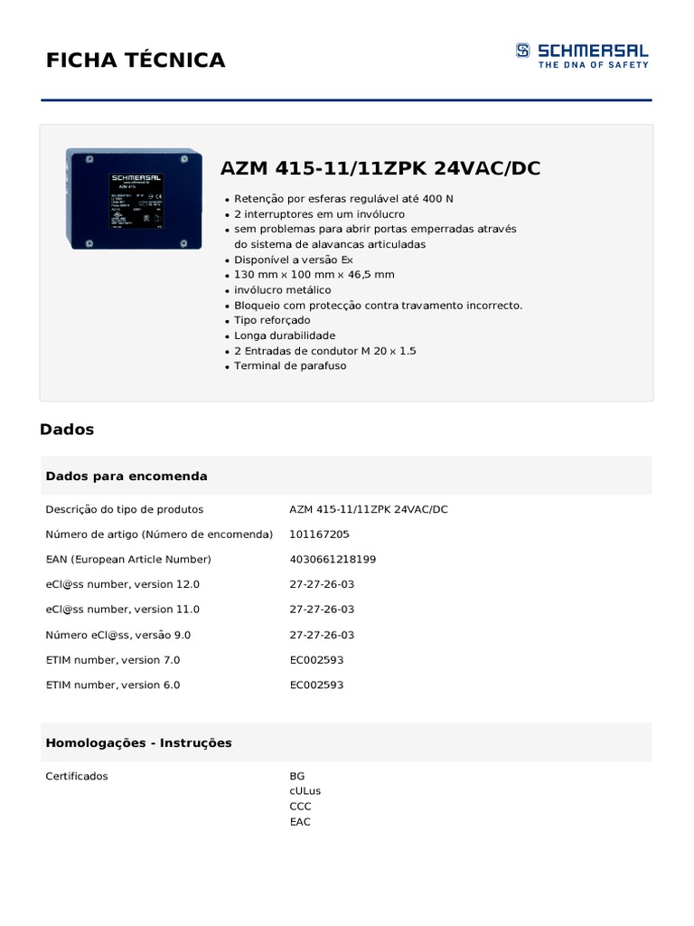 Azm 415-11-11ZPK 24vac-Dc | PDF | Metrologia | Eletricidade