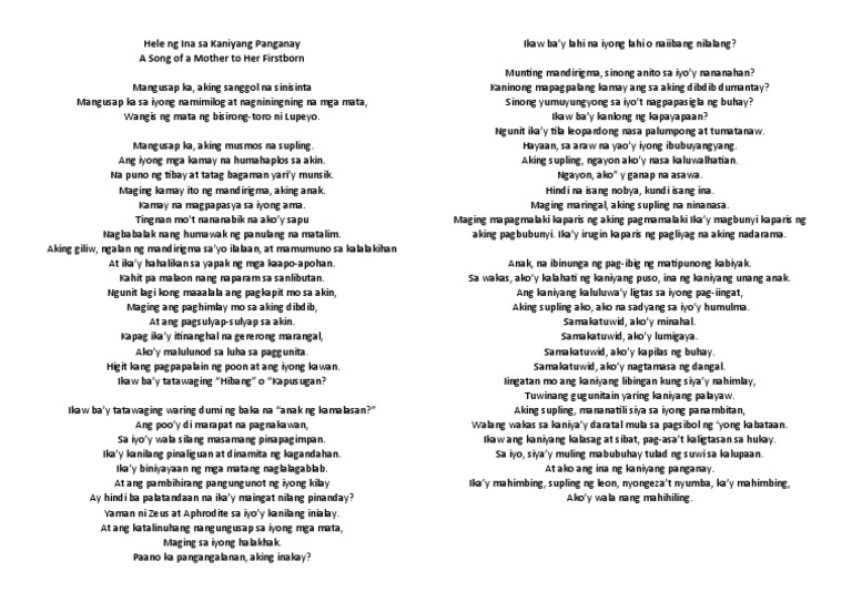 Hele NG Ina Sa Kaniyang Panganay | PDF