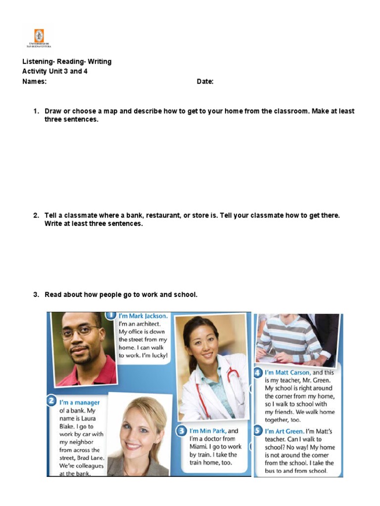 Listening Reading Writing Unit 3 and 4 | PDF