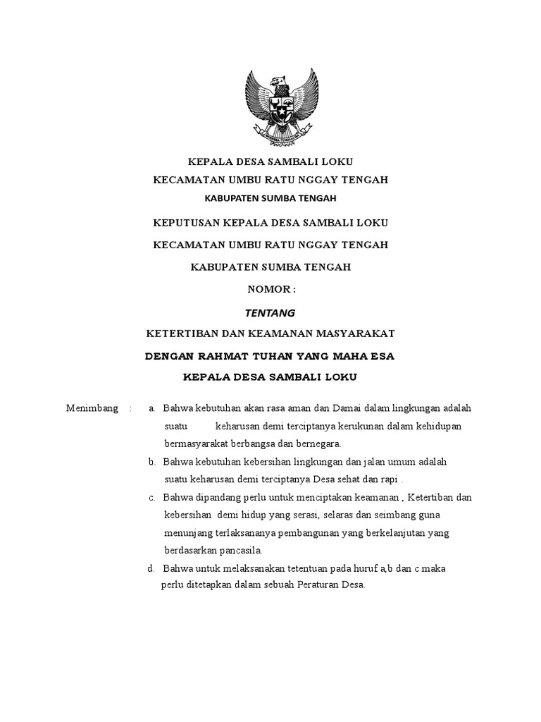 Perdes Keamanan Dan Ketertiban Umum | PDF