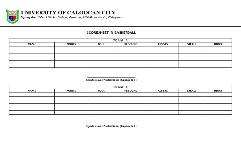 Score Sheet Template | PDF