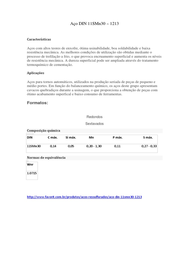 Aço DIN 11SMn30 1213 | PDF