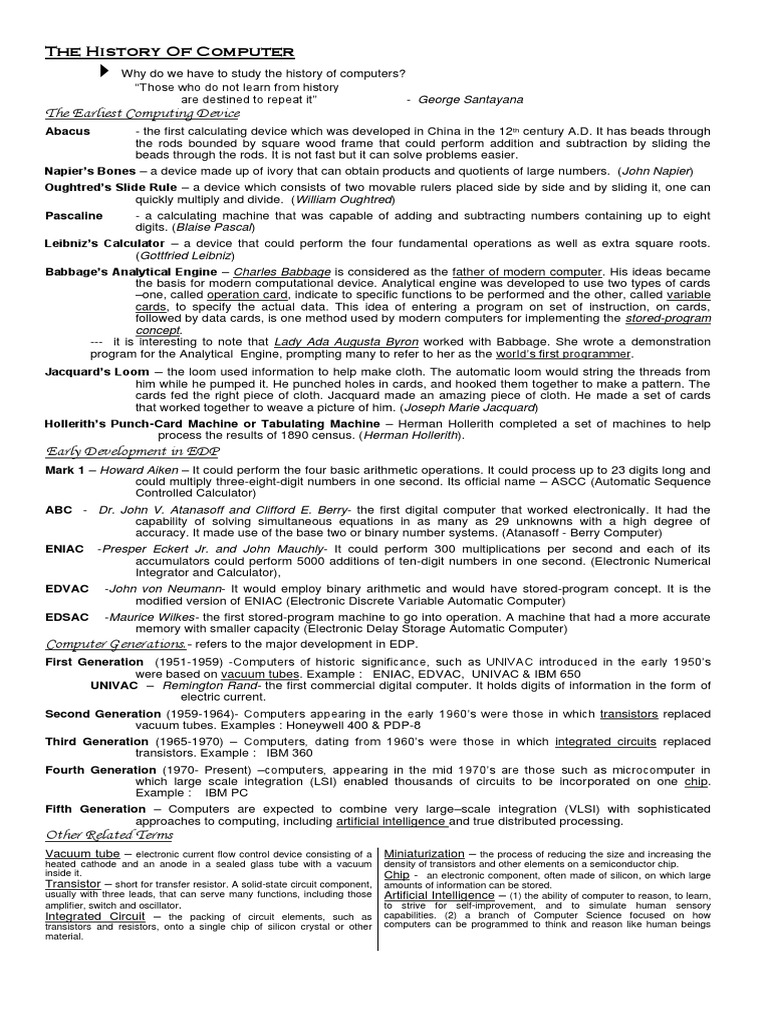 The Evolution of Computing: From Early Calculating Devices to Modern ...