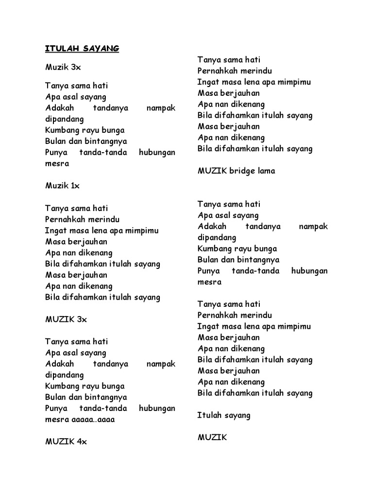 Lirik Lagu Itulah Sayang | PDF