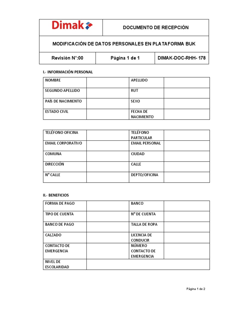 Pauta de Modificación Datos en BUK | PDF
