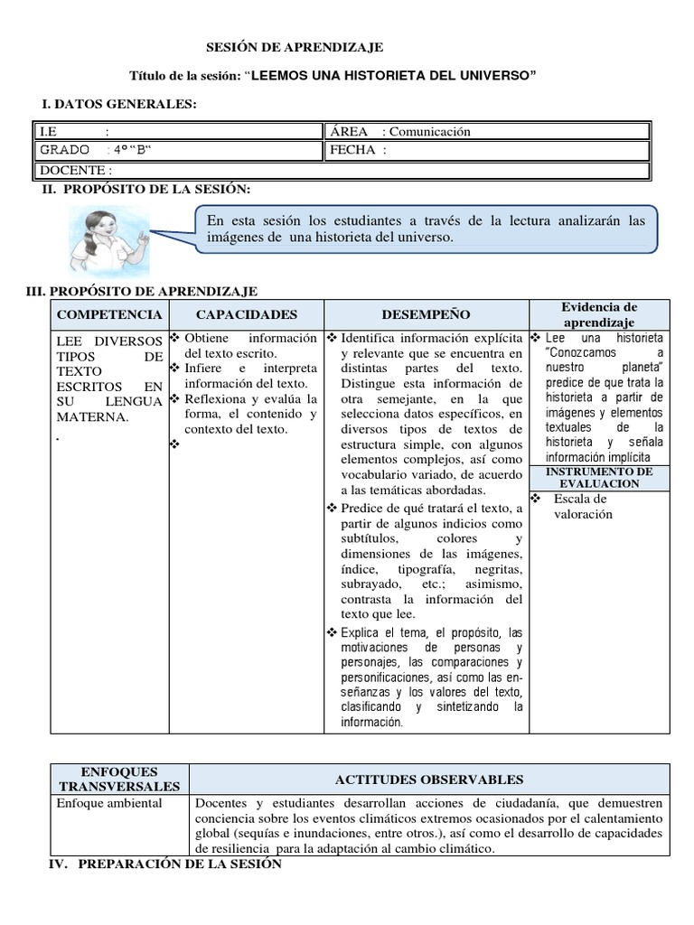 Sesión Comunicación - Leemos Una Historieta | PDF | Cómics | Aprendizaje