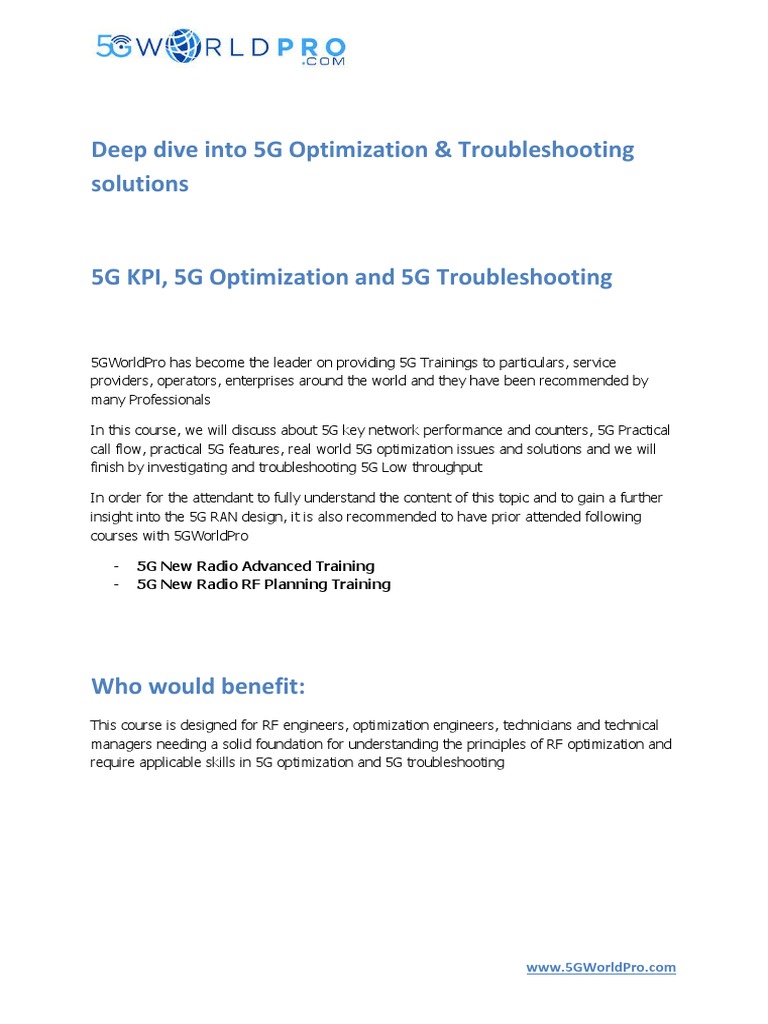 5G KPI 5G Optimization and Troubleshooting | PDF | Troubleshooting | Mimo