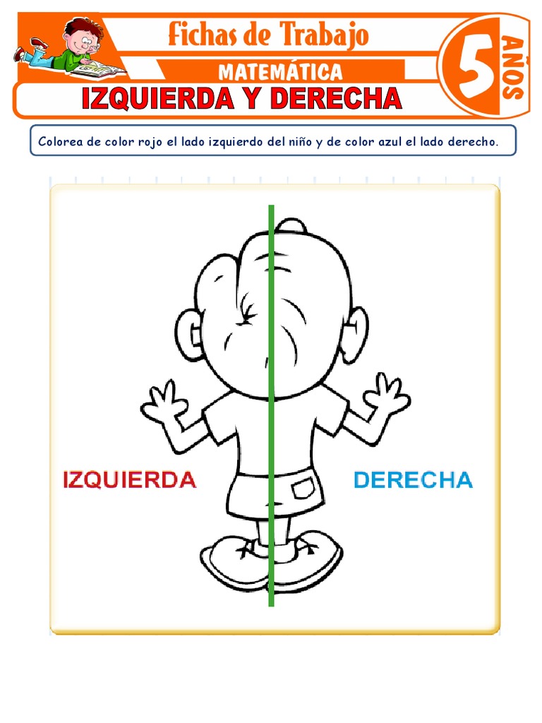 Colorea de Color Rojo El Lado Izquierdo Del Niño y de Color Azul El ...