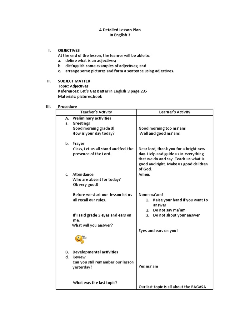 A Detailed Lesson Plan | PDF | Taste | Teachers