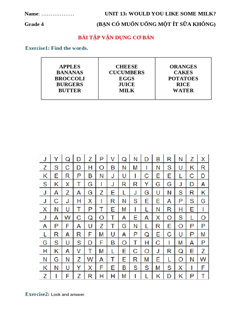 Grade 4 Unit 13 Favorite Foods and Drinks | PDF | Cuisine | Foods