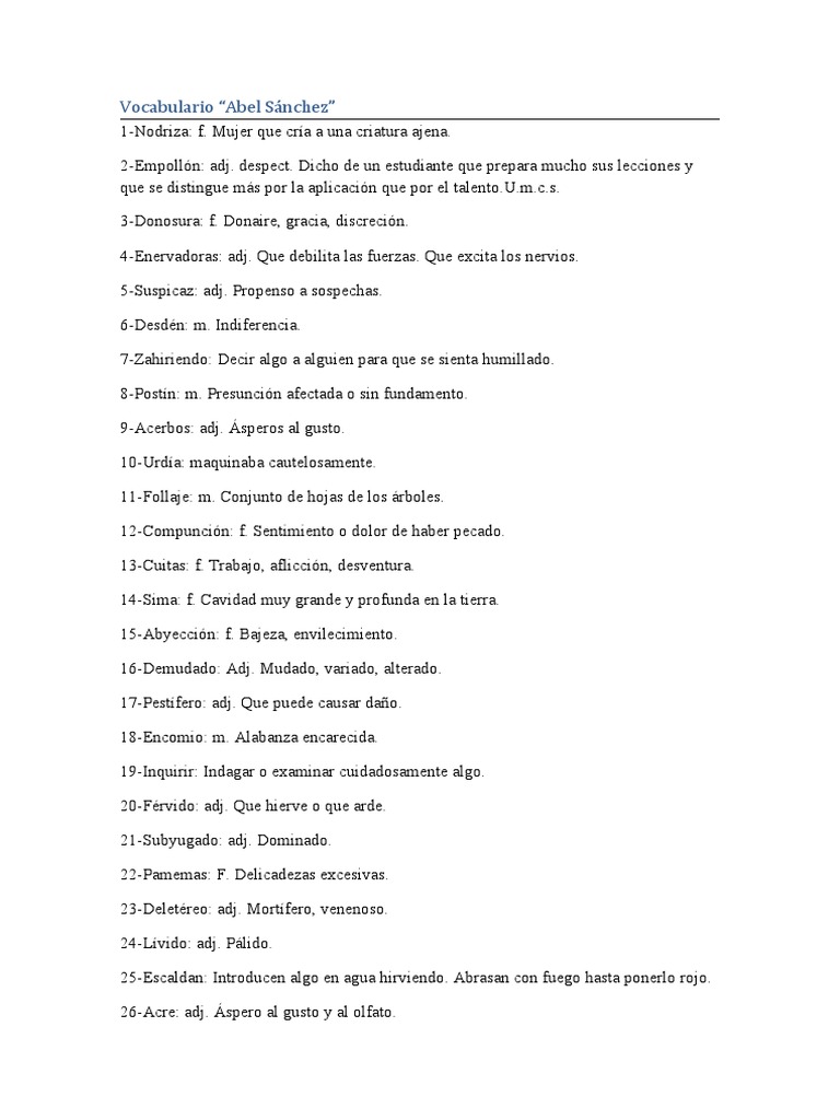 Vocabulario Cuarto Curso 2016 1 | PDF