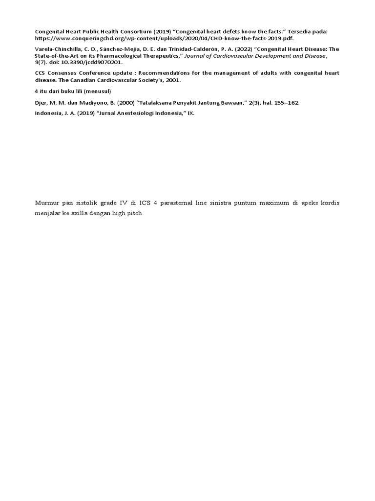 Murmur Pan Sistolik Grade IV Di ICS 4 Parasternal Line Sinistra Puntum