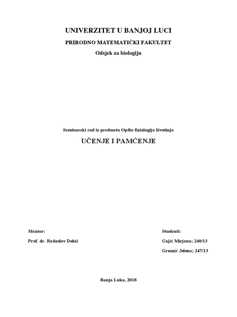 Ucenje I Pamcenje Word | PDF