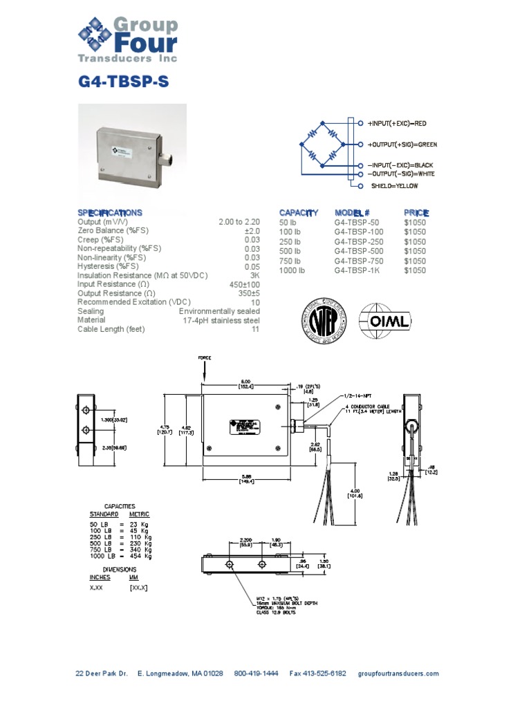 G4-TBSP-250 Load Cell Specifications | PDF | Computers