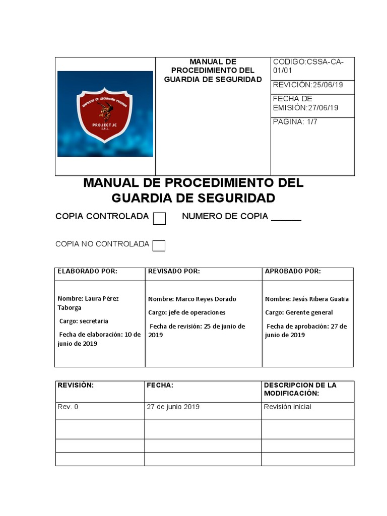 Manual de Procedimiento Del Guardia de Seguridad | PDF | Tecnología