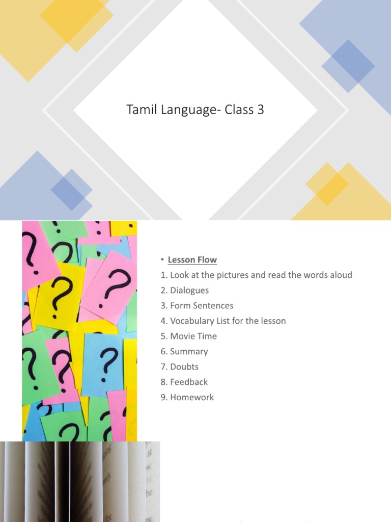 Spoken Tamil Lesson 3 | PDF