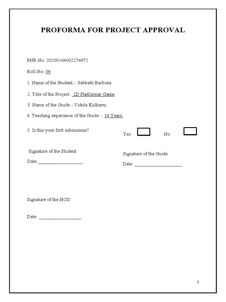 Proforma For Project Approval | PDF | Unity (Game Engine) | Software ...