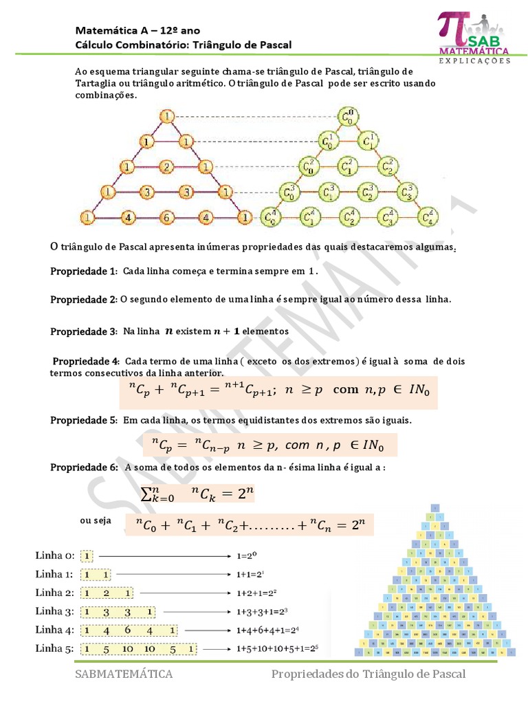 3 Formulario Triangulo Pascal | PDF